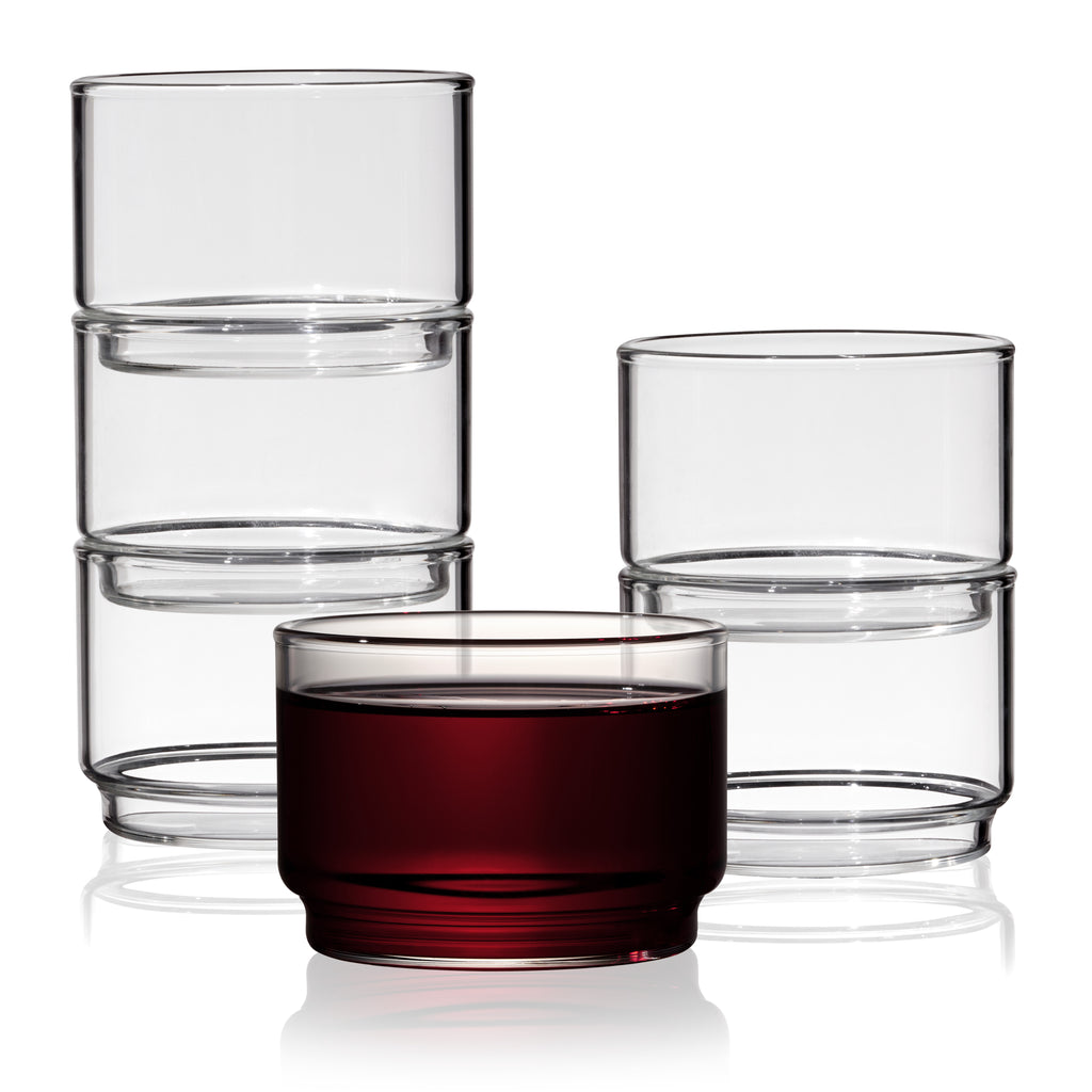 Viski Bodega Glasses - Stackable Drinking Glasses Set - Modern Glassware for Wine and Cocktails ...