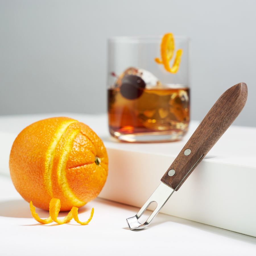 Viski Channel Knife, Cocktail Garnish Citrus Zester, Walnut Wood ...