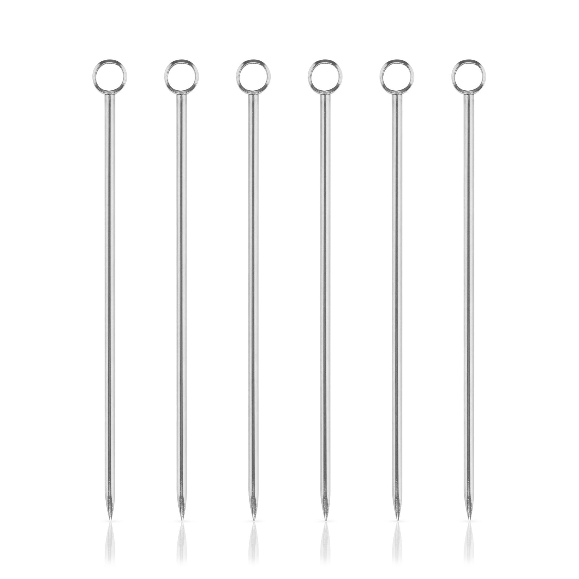 Viski Silver Cocktail Picks, Set of 6 Stainless Steel Drink Picks ...