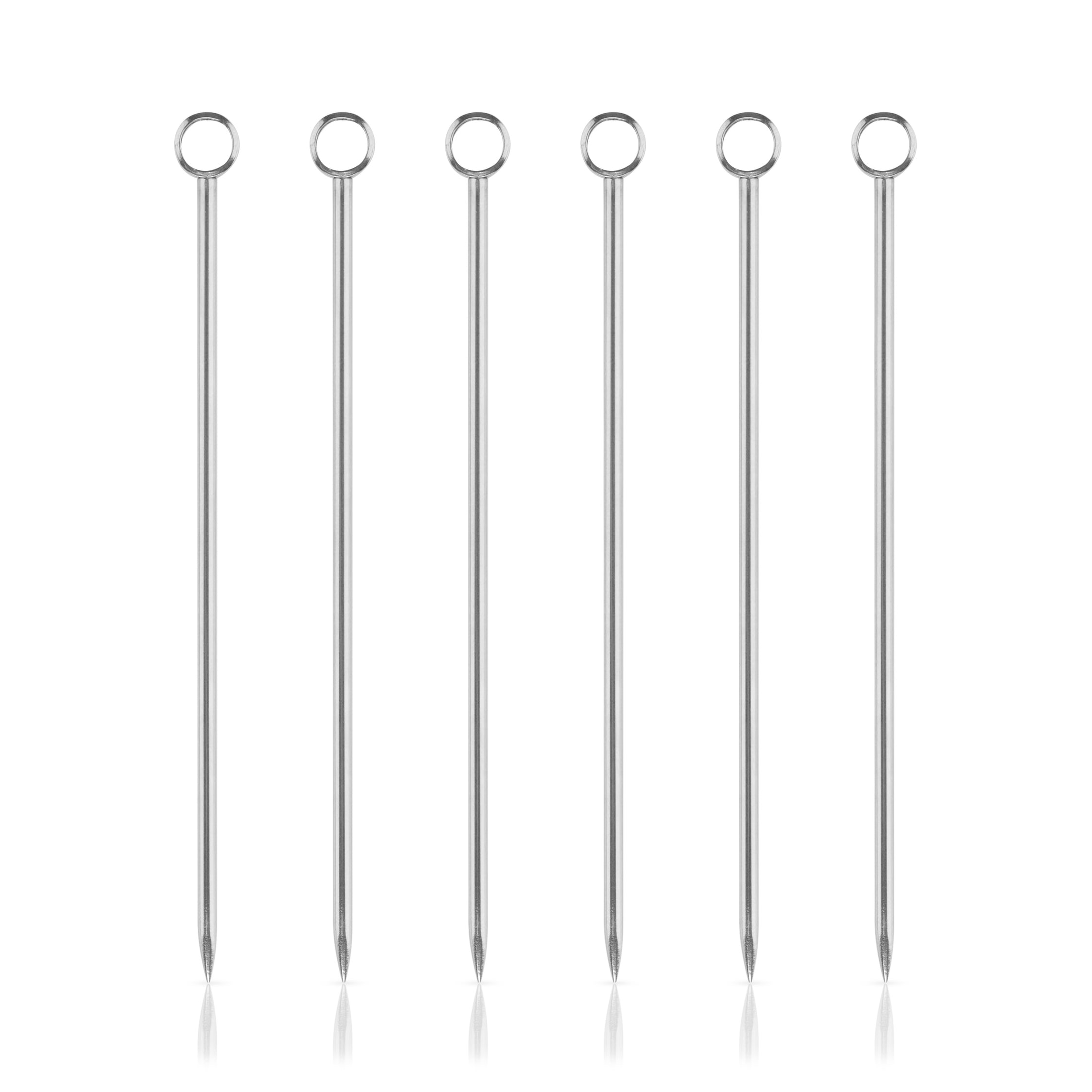 Viski Silver Cocktail Picks, Set of 6 Stainless Steel Drink Picks ...
