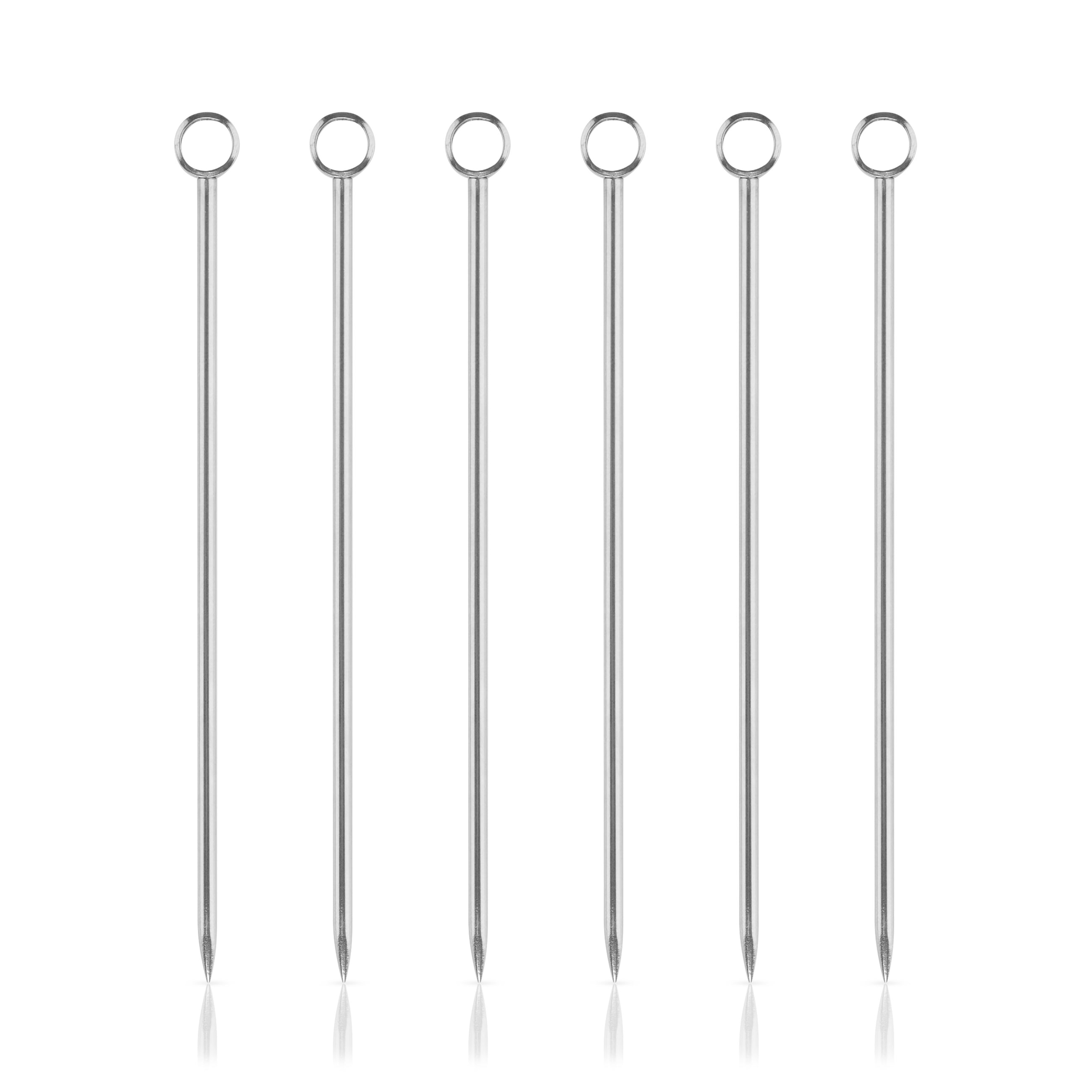 Viski Silver Cocktail Picks, Set of 6 Stainless Steel Drink Picks ...