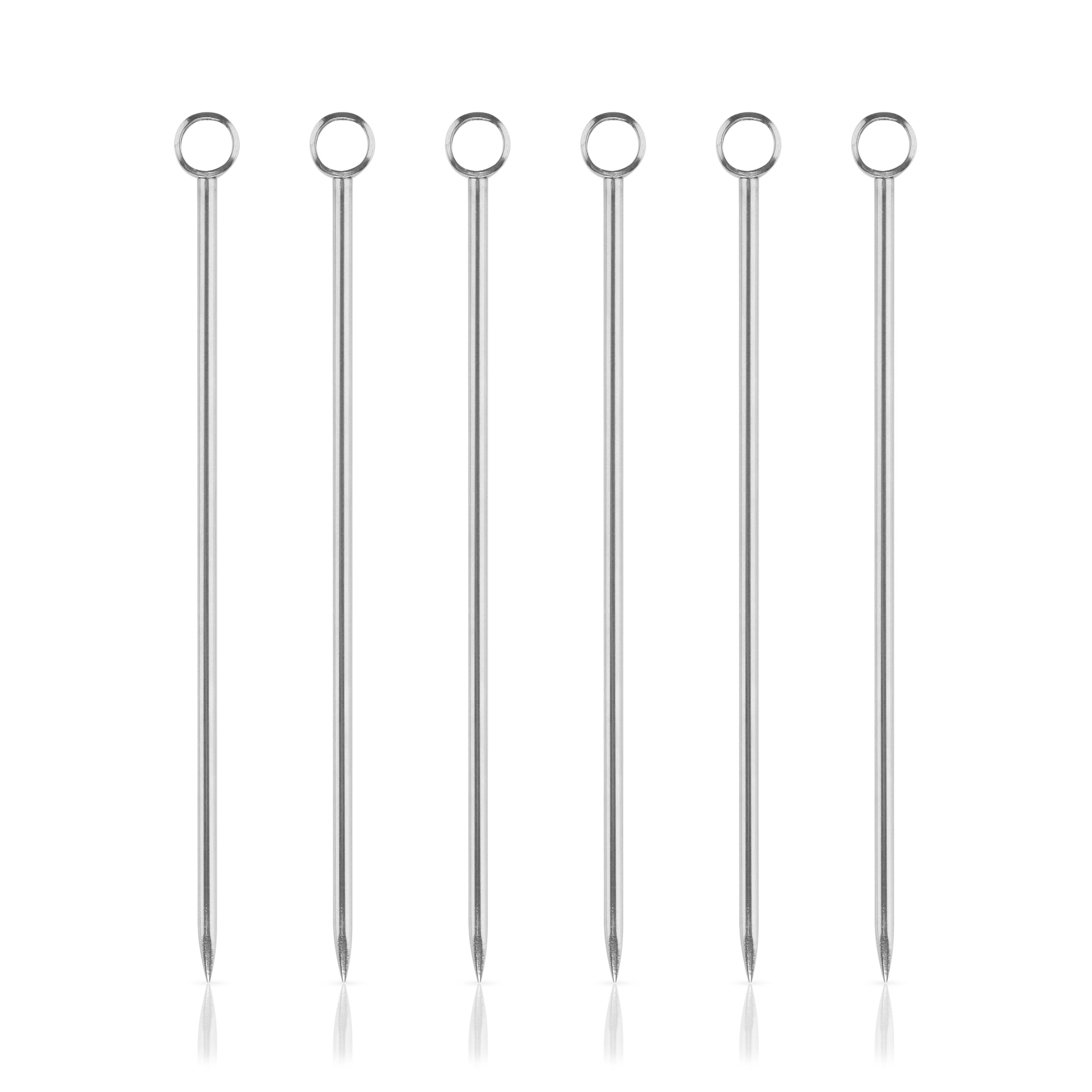 Viski Silver Cocktail Picks, Set of 6 Stainless Steel Drink Picks ...