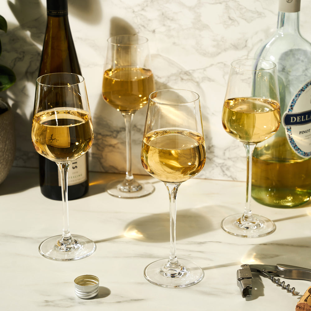 Viski Reserve Inez Crystal Chardonnay Glasses - European Crafted White ...