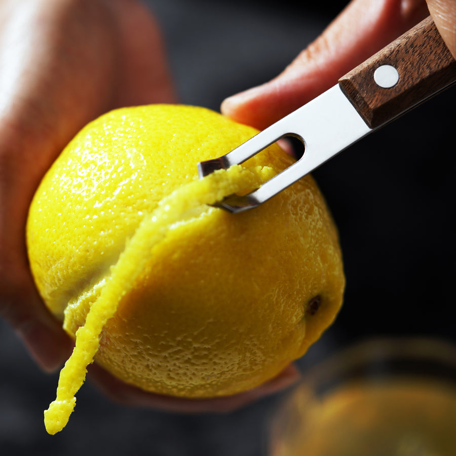 Viski Channel Knife, Cocktail Garnish Citrus Zester, Walnut Wood ...