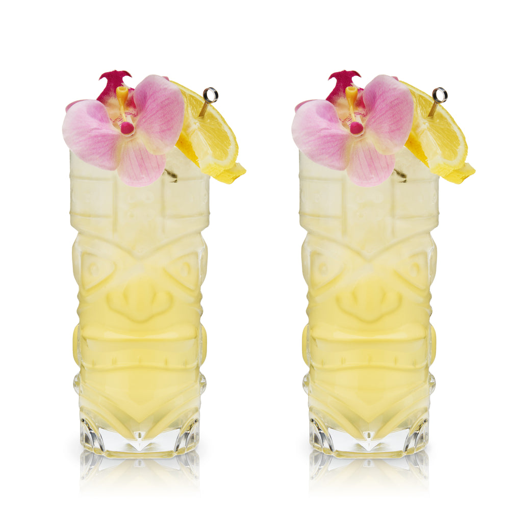 Viski Pacific Tropical Tiki Glasses Set of 2 - Premium Crystal Clear ...