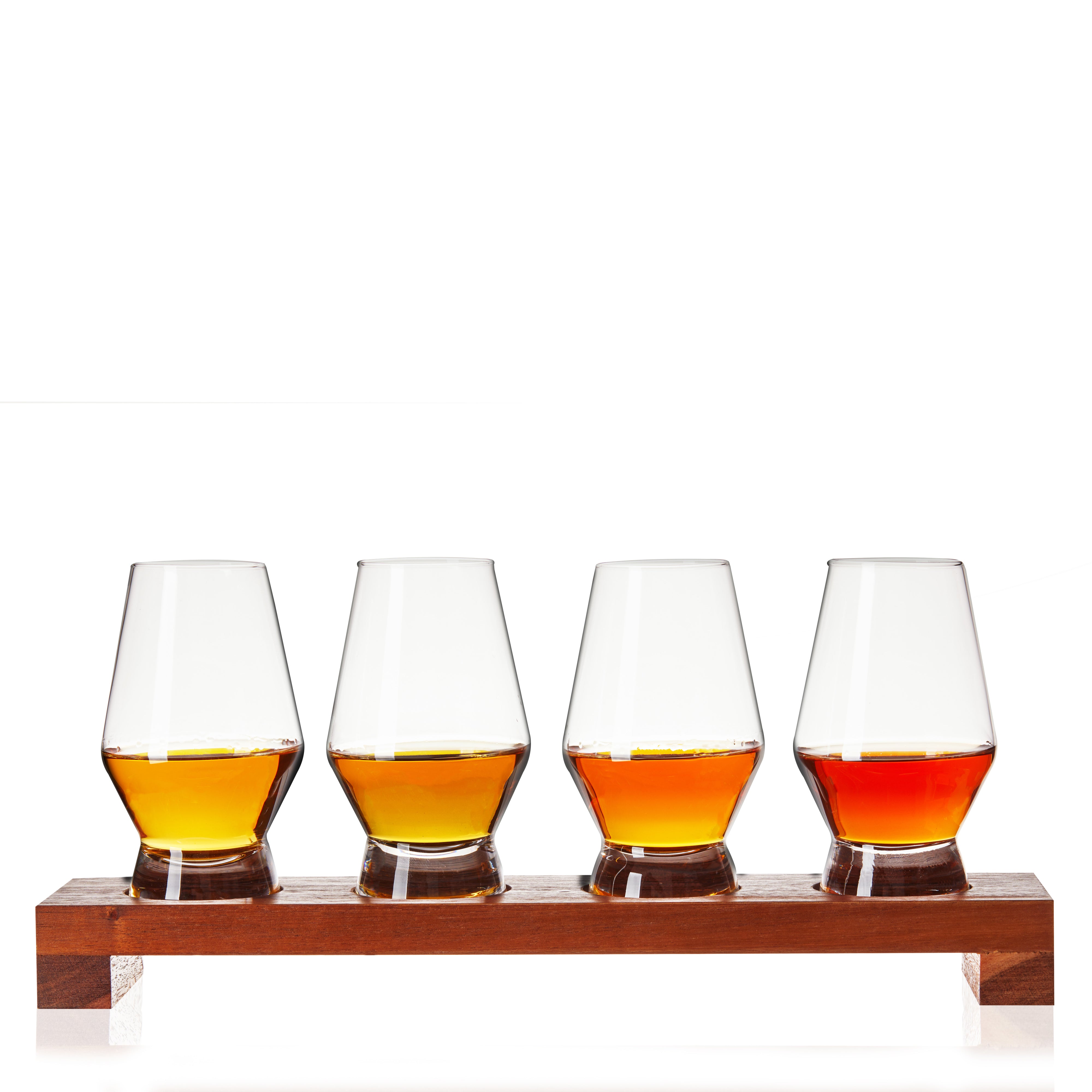Viski Spirit Tasting Flight Kit, Crystal Liquor Glasses with Wooden ...