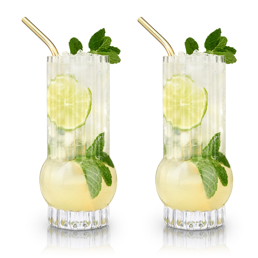 Viski Zenith Deco Crystal Tumbler Set of 2 - Premium Crystal Clear ...